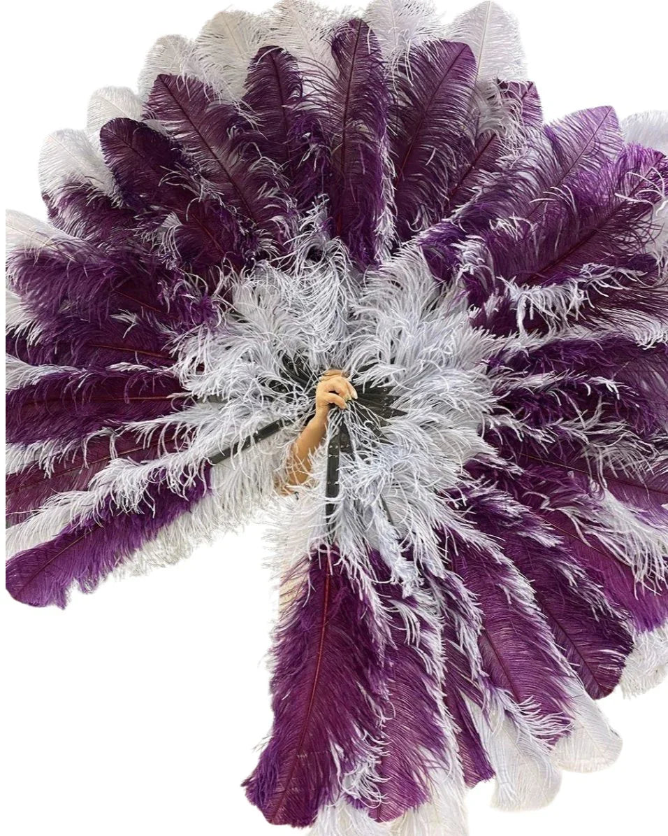 Mix color Triple Layers Ostrich Feather Fan 35"x63" – hot fans