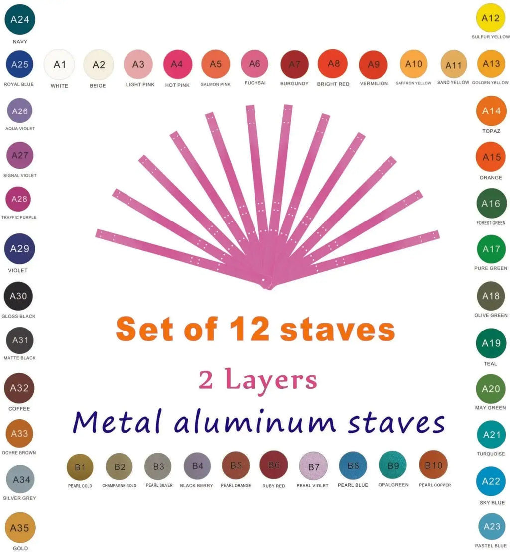 2 layer feather fan Metal aluminum staves Set of 12 & Hardware Kit ...