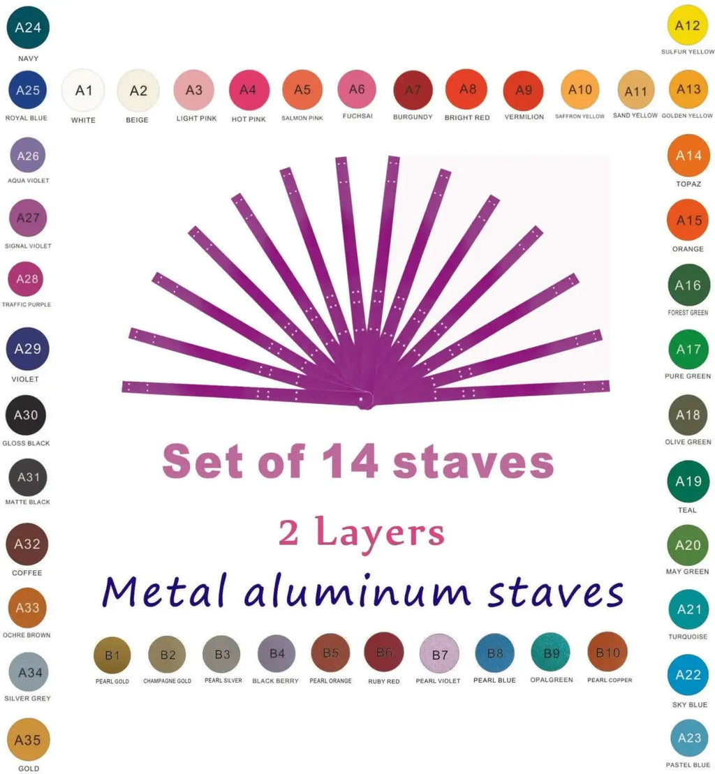 2 layer feather fan Metal aluminum staves Set of 14 & Hardware Kit ...