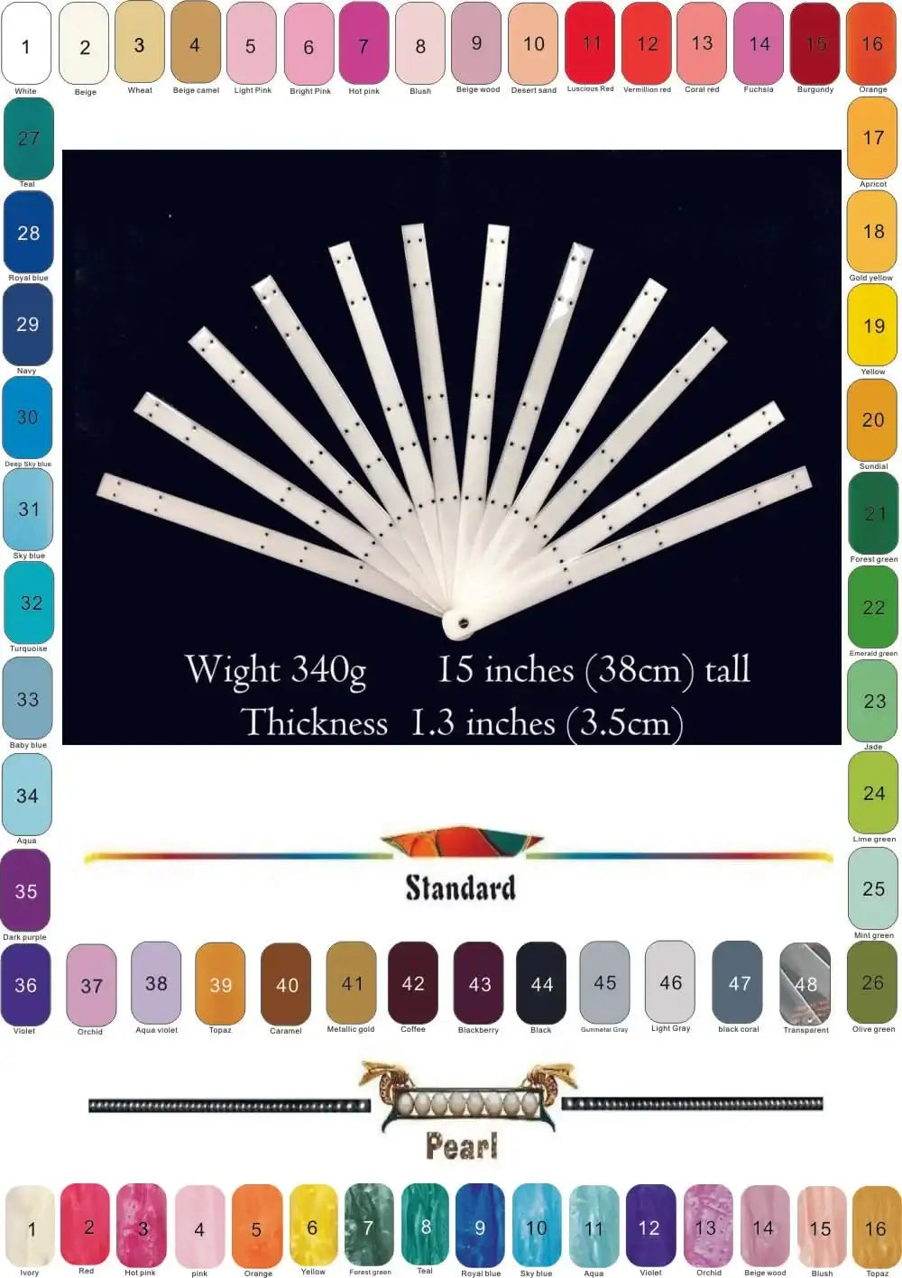 Acrylic triple layers fan staves Set of 12 & Hardware Assembly Kit ...