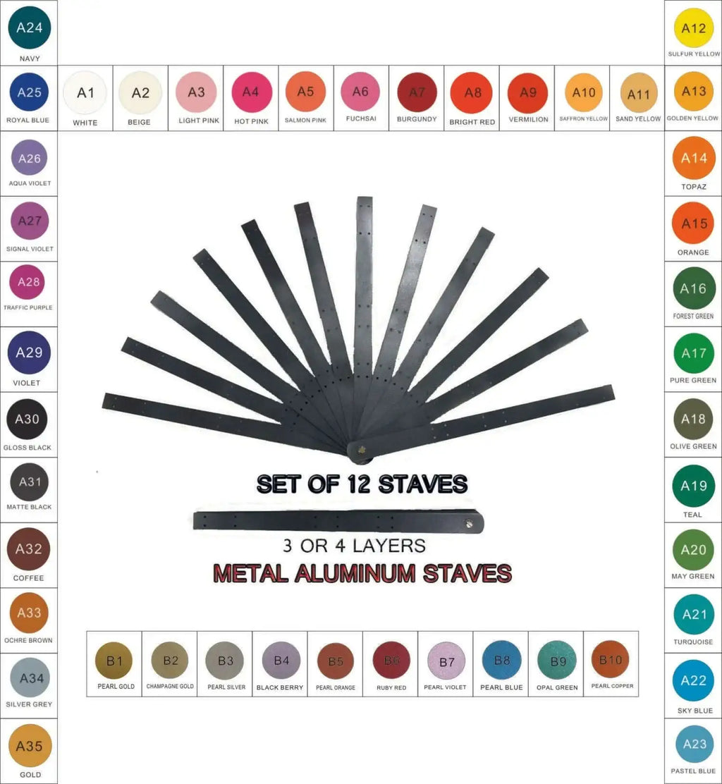 3 layer feather fan Metal aluminum staves Set of 12 & Hardware Kit ...