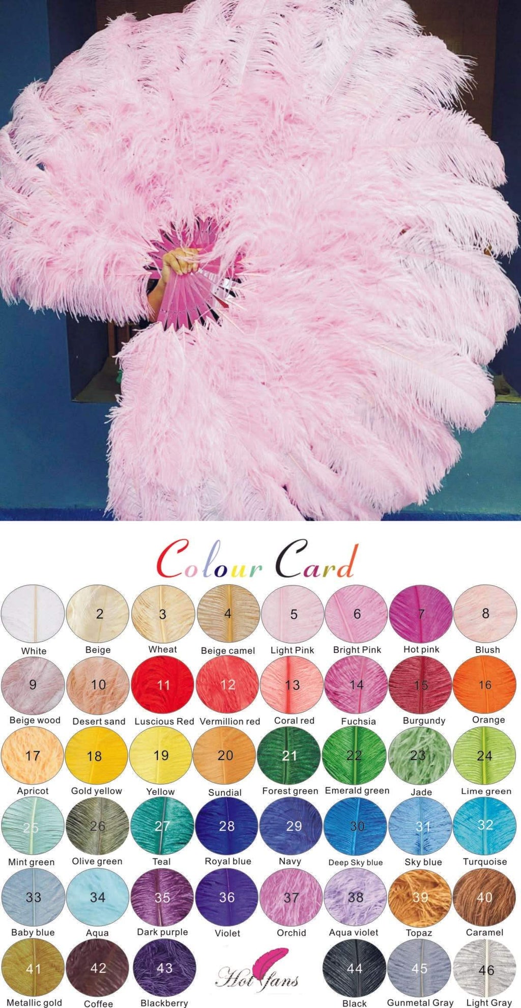 Custom Selection color XL 2 layers Ostrich Feather Fan 34"x 60" – hot fans