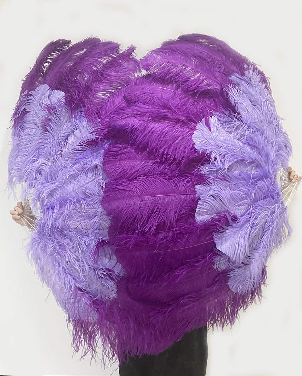 Mix dark purple & aqua violet XL 2 Layer Ostrich Feather Fan 34''x 60 ...