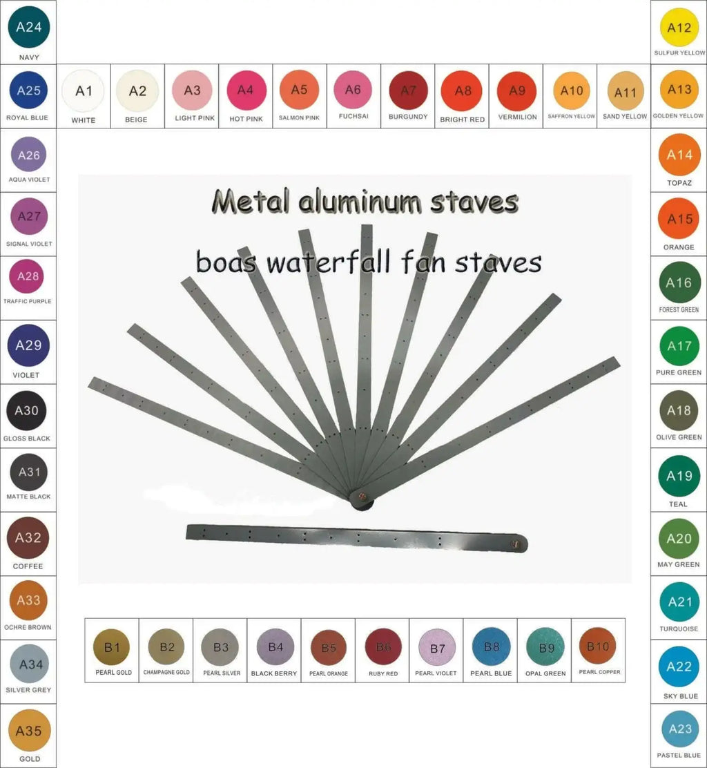 62 cm boa waterfall fan staves Metal aluminum staves Set of 10 & Hardw ...