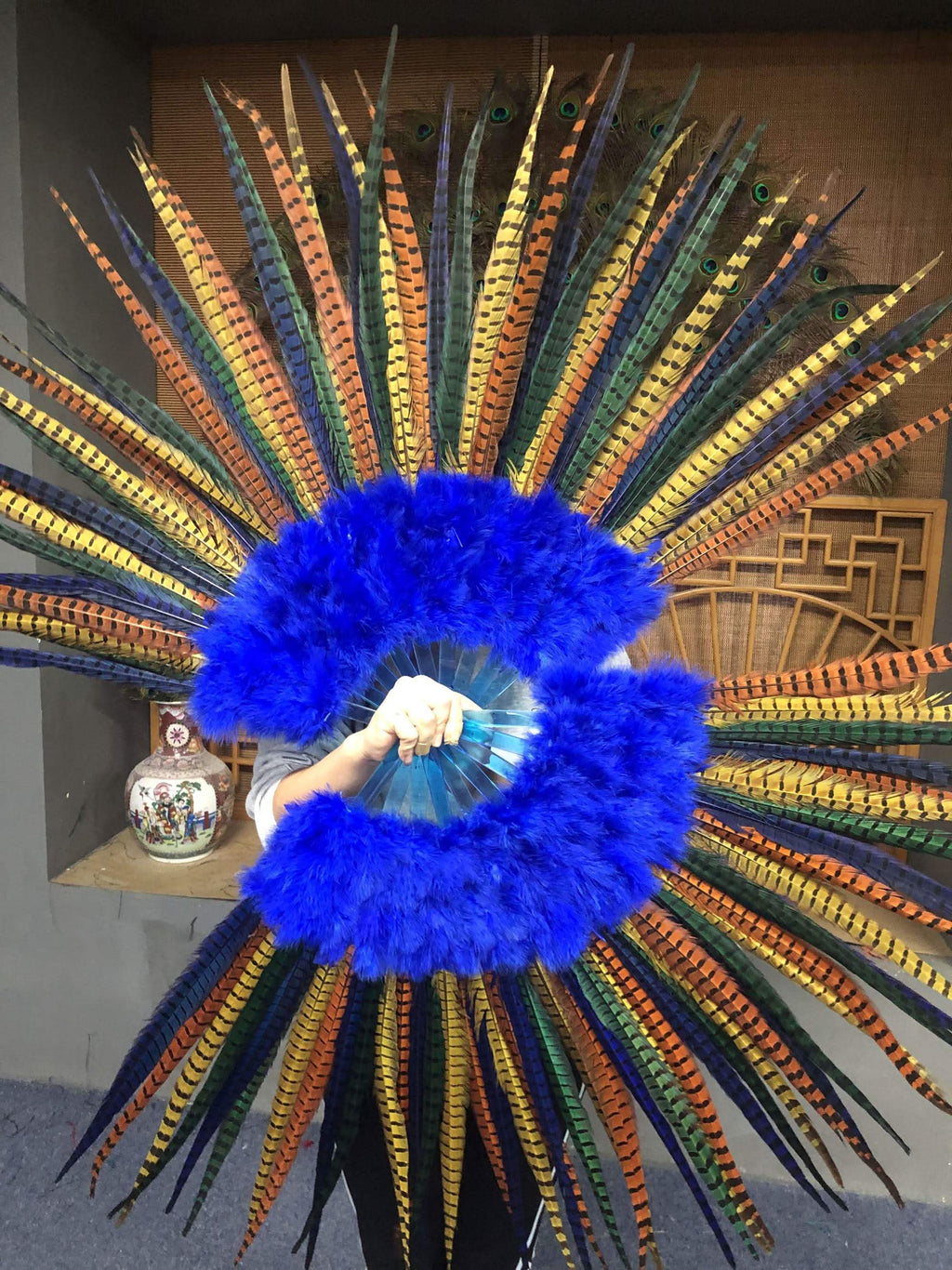 mix color Marabou & Pheasant Feather Fan – hot fans