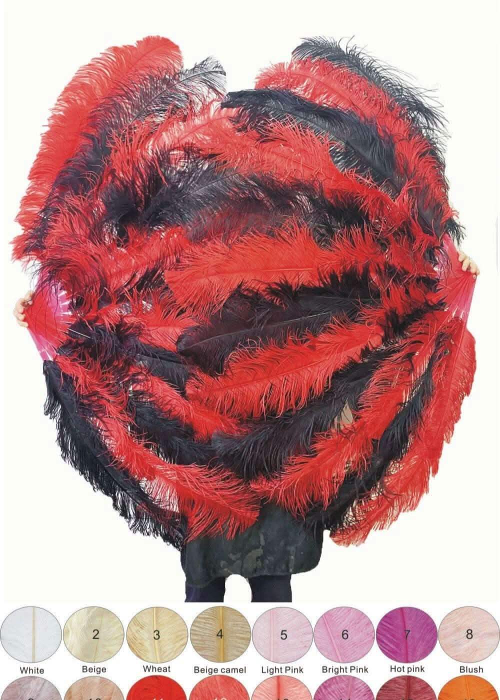 Custom mix Alternating color XL 2 layers Ostrich Feather Fan 34''x 60 ...