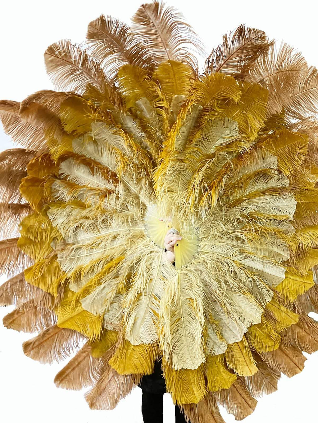 MIX COLOR 180 DEGREE FULL OPEN TRIPLE OSTRICH FEATHER FAN 35"x 70 ...