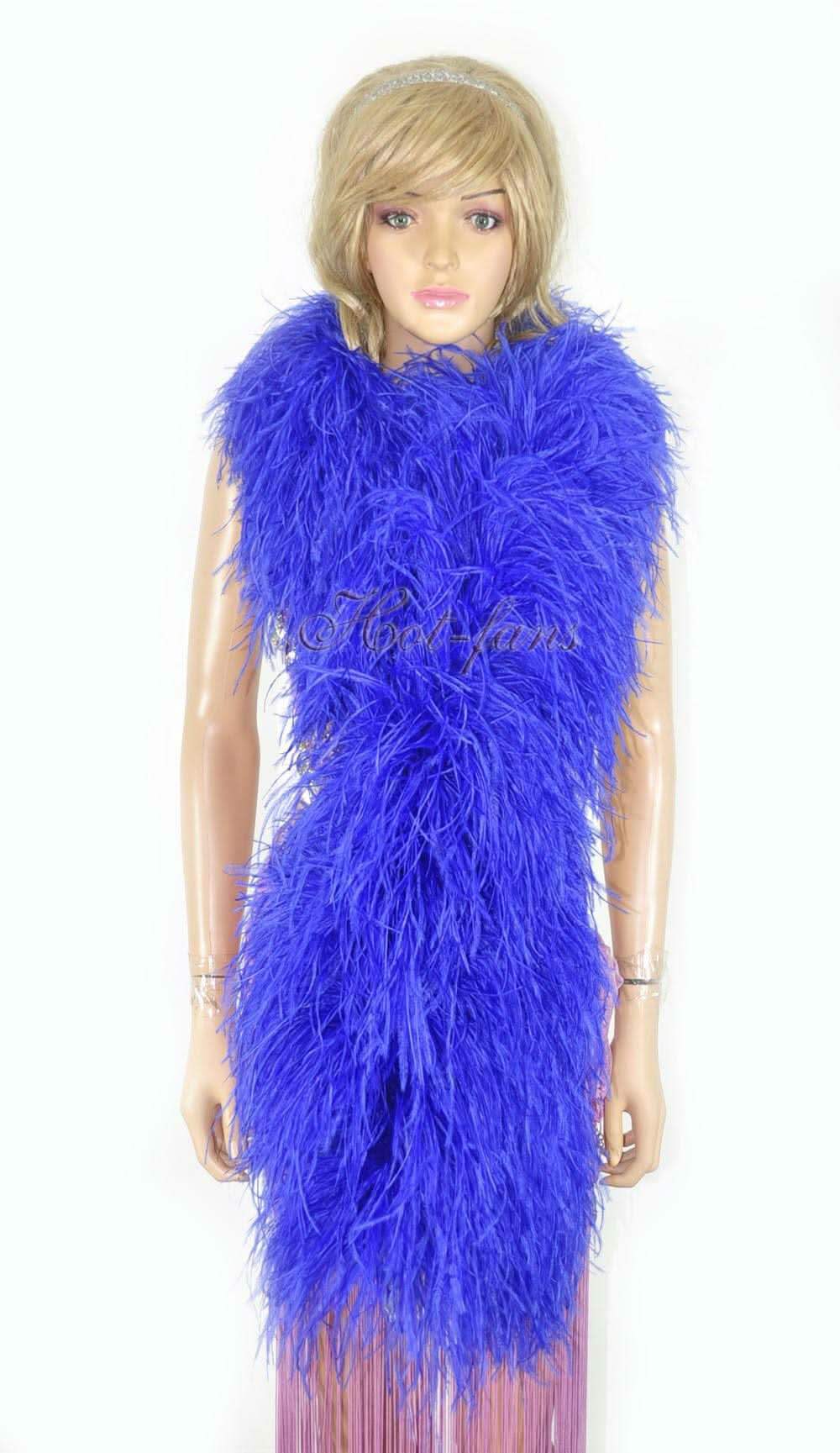 royal blue Luxury Ostrich Feather Boa 20 ply – hot fans