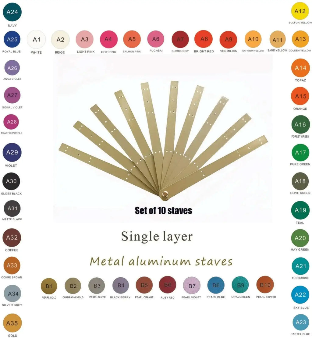 Single layer feather fan Metal aluminum staves Set of 10 & Hardware Ki ...