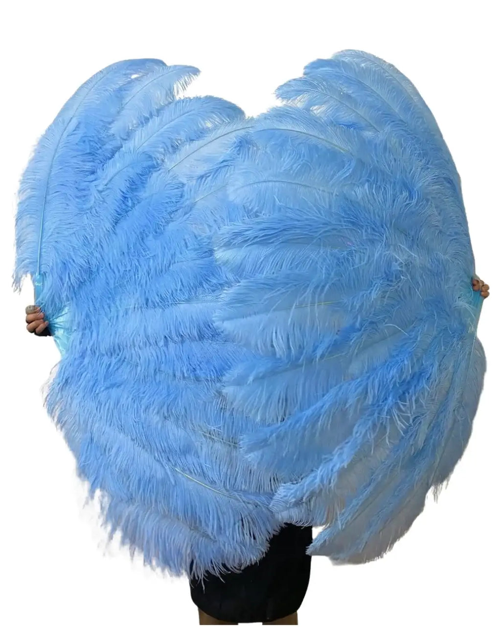 Luxury Sky Blue Ostrich Feather Fan | Xl 2-Layer Burlesque Fan for ...